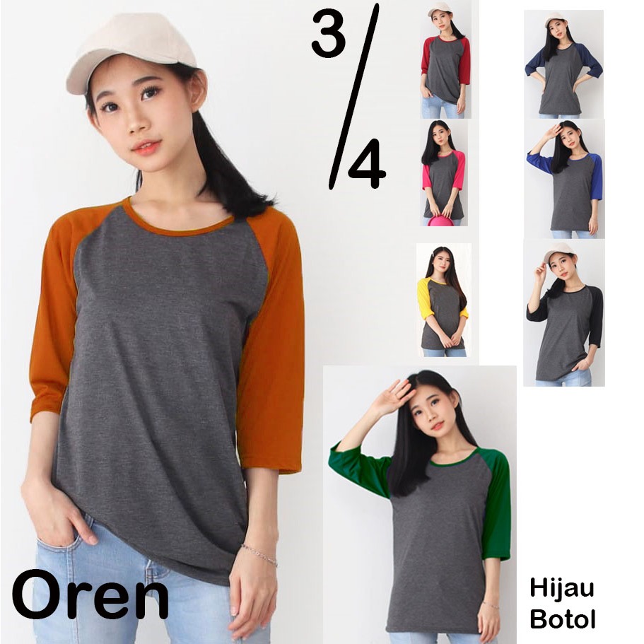 Dark Gray 3/4 Sleeve Raglan T-shirt | Women's Reglan Plain | Shopee ...