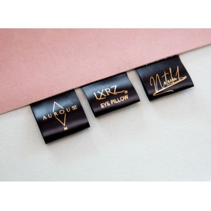 HITAM Black satin ribbon labels (500pcs package) custom clothing labels ...