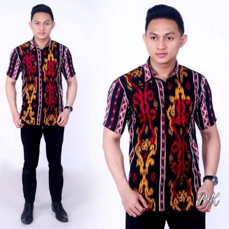 KATUN KEMEJA Men's BATIK SHIRT WITH DAYAK SONGKET MOTIF/DATED CLOTHES ...