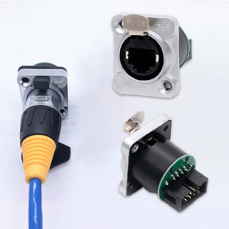 Ethercon Chassis Connector (PCB Panel) With IDC Connector Connection 8 ...