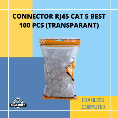 RJ455100 | BEST 5 Cat RJ45 Connector 100 Pcs (Transparent) | Shopee ...