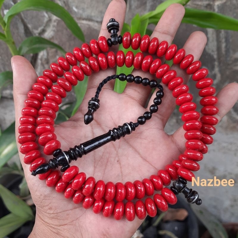 MERAH Red Marjan Stone Tasbih Red Coral Super Head Yuser Root Bahar ...