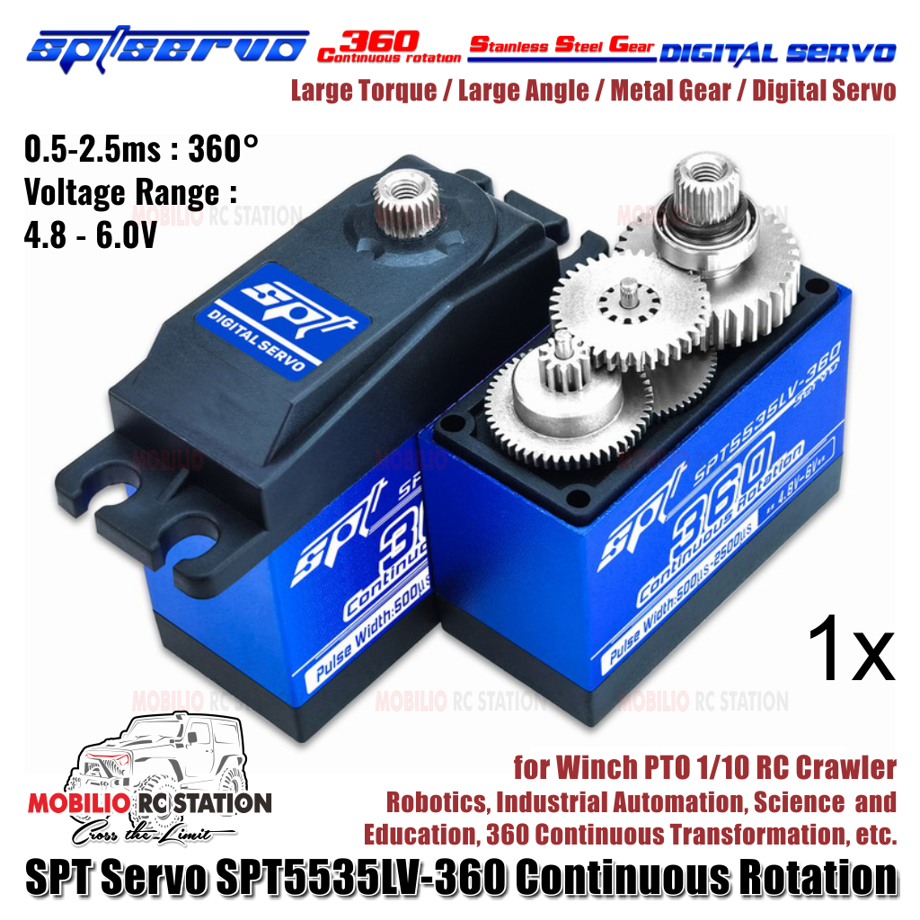 Spt Servo SPT5535LV-360 Continuous Rotation Metal Gear Digital Servo for Winch PTO 1/10 RC ...