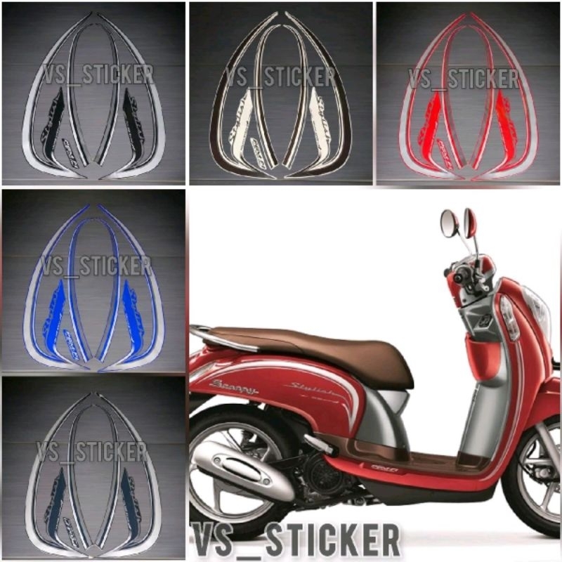 MERAH HITAM PUTIH 2016 HONDA SCOOPY STYLISH MOTORCYCLE LIST STRIPING ...