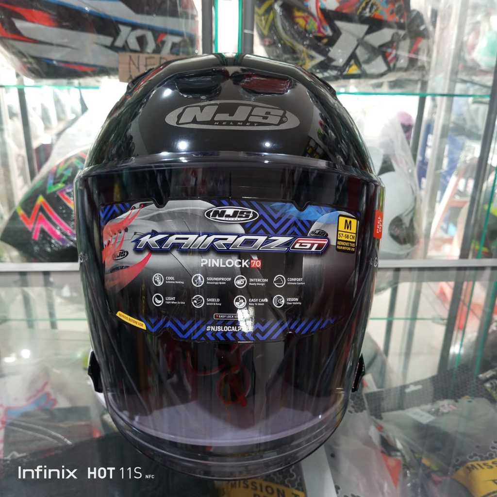 Original NJS Kairoz GT Solid Black Helmet | Shopee Malaysia