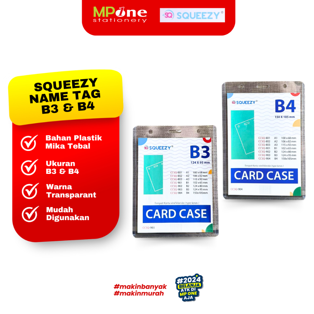 (1 Pack) Squeezy Name Tag B3 & B4 Plastic Mica / Plastic Id Card Name Tag Container B3, B4 ...