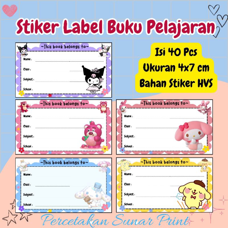 Sanrio / KUROMI AND KAWAN2 / Cute TEXTBOOK LABEL STICKERS | Shopee Malaysia