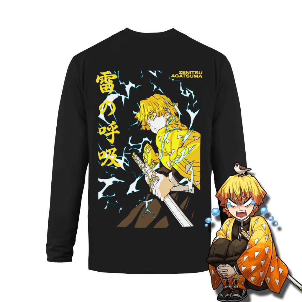 Longsleeve Demon Slayer Zenitsu Agatsuma Anime Manga Kimetsu No Yaiba ...
