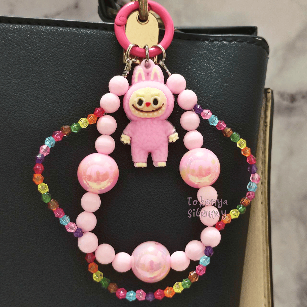 GANTUNGAN Labubu Popmart HP Strap Free Custom Name / Labubu Phone Strap ...