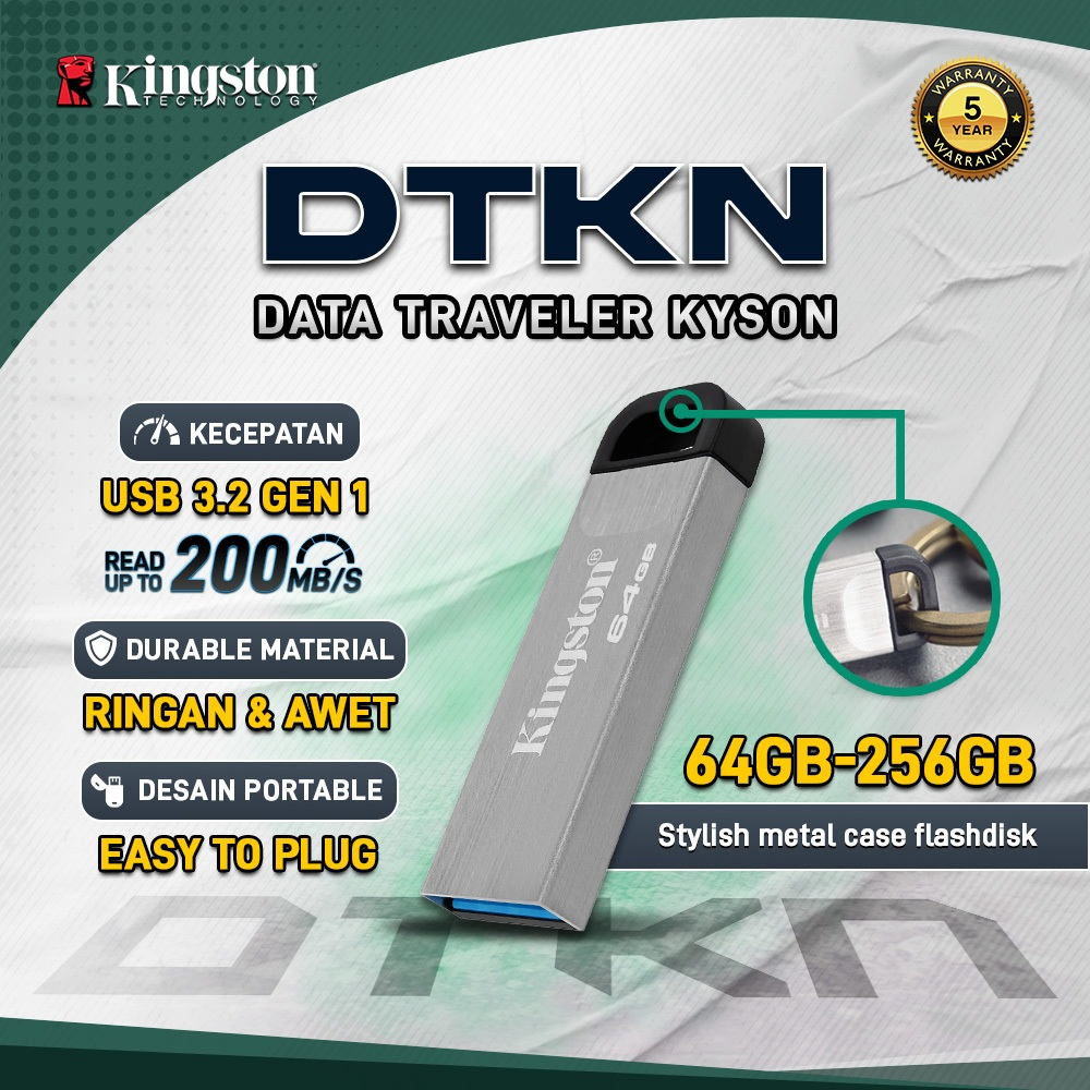 Kingston DataTraveler Kyson USB3.2 Flashdisk HighSpeed MetalGear ...