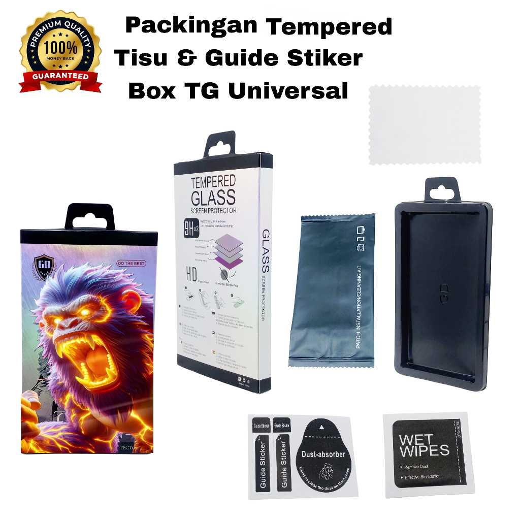 Tempered Packing Complete Set + Tissue + Guide Sticker Box Tg Universal ...