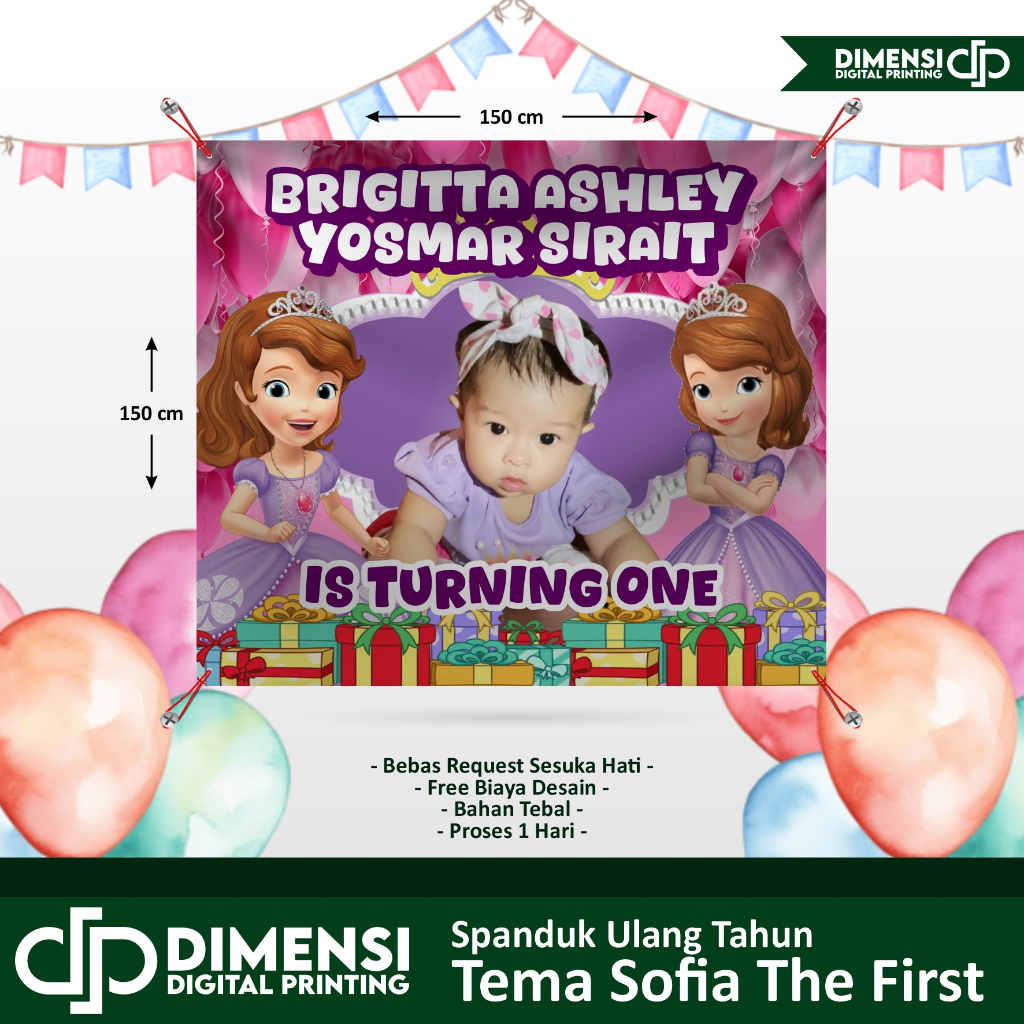 Princess sofia theme children's birthday banner / sofia birthday banner / sofia banner | Shopee ...