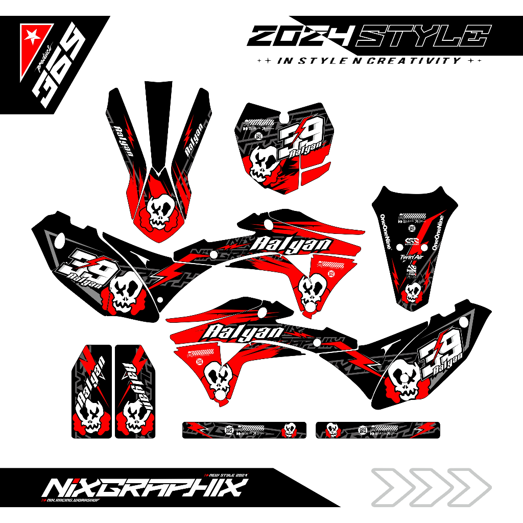 KLX GORDON SUPERMOTO FULL BODY DECAL STICKER (CAN CHANGE NAME & NUMBER ...