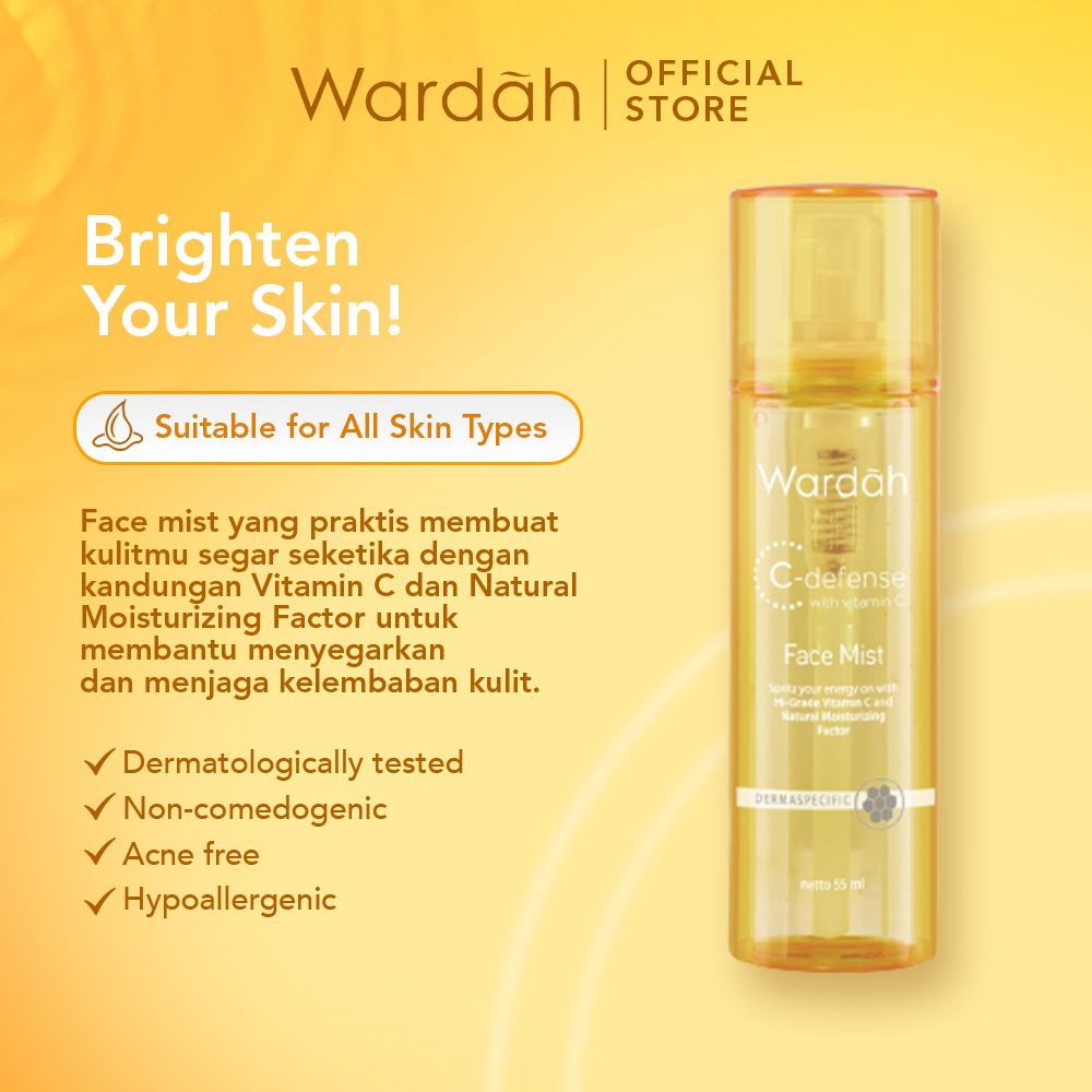 Wardah C-Defense Face Mist 55 ml - Face Mist with HiGrade Vitamin C which brightens and ...