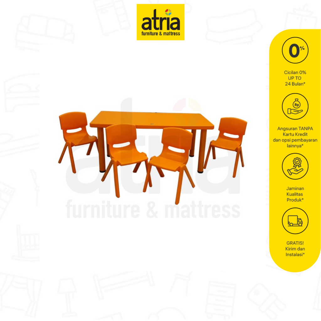 Atria Reqtanguler Children's Study Table Package 1+4 Kin Kids Table and ...