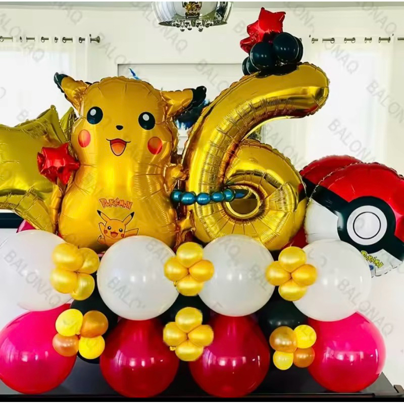 POKEMON PIKACHU NUMBER GOLD BALLOON STAND | Shopee Malaysia