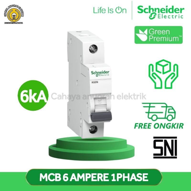 Mcb Schneider 6kA 6 Ampere 1 Phase MCB 6A 1P 6Amper 1Pas Schneider ...