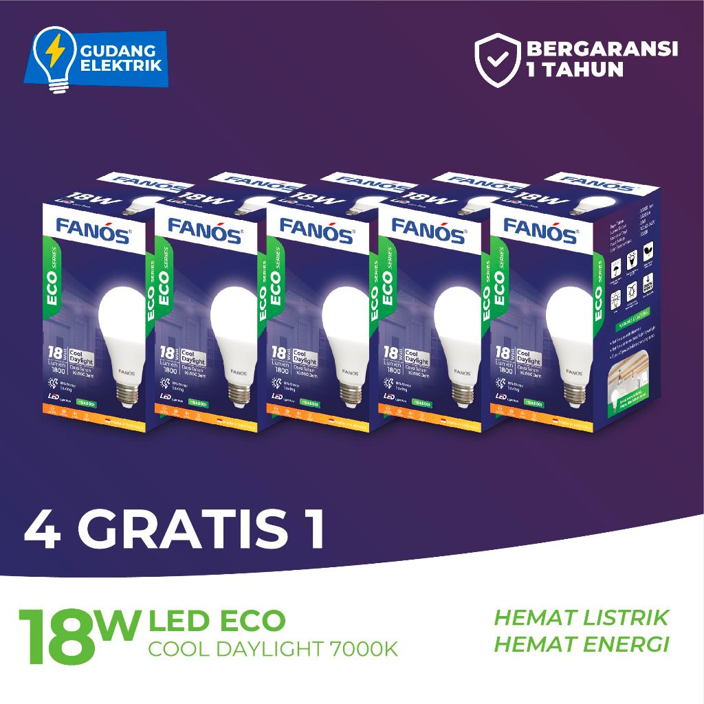 PUTIH CAHAYA Fanos Eco Led Light Bulb 18 Watt Led Light Bulb White ...