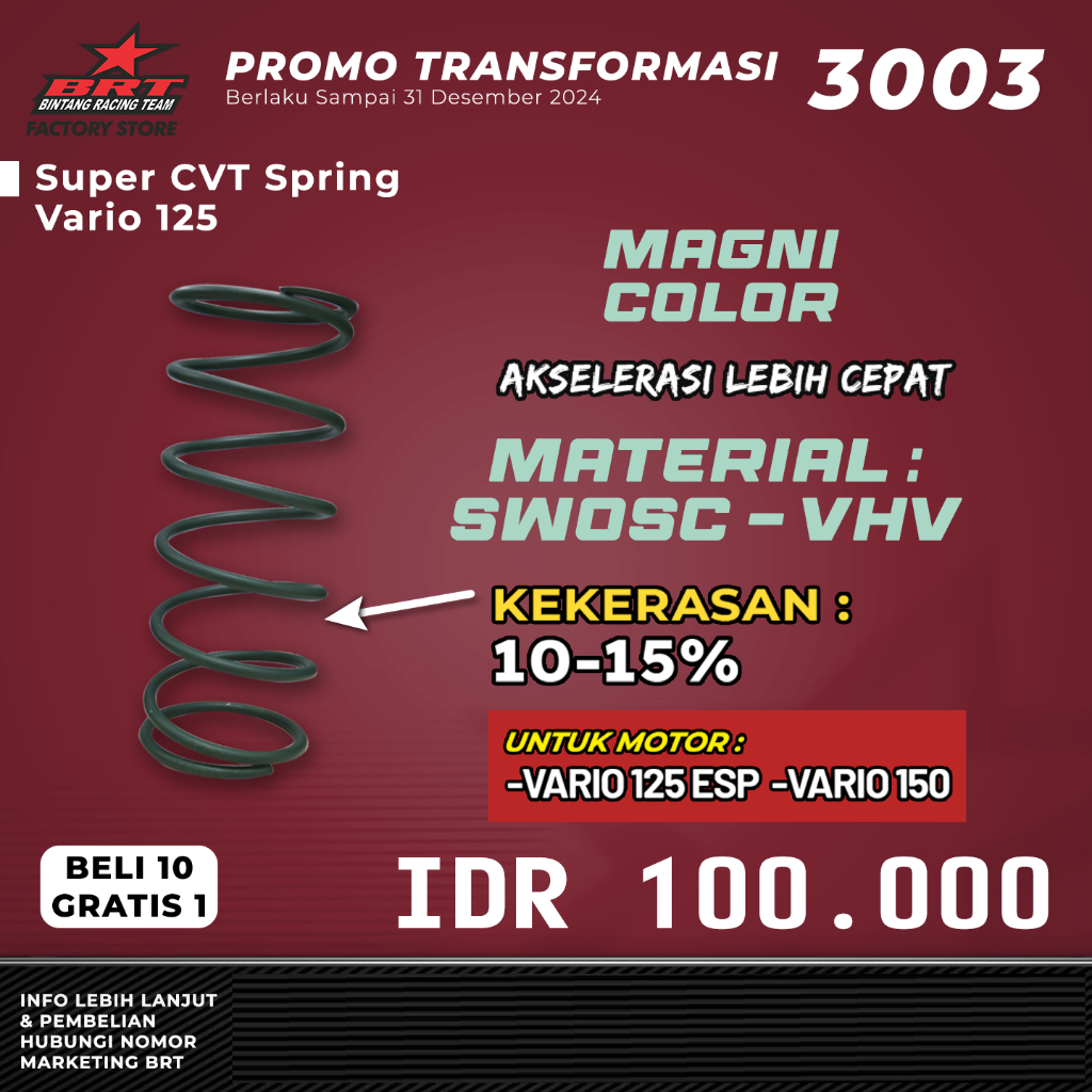 Per CVT 10-15% VARIO 125 ESP VARIO 150 BRT BINTANG RACING TEAM | Shopee Malaysia