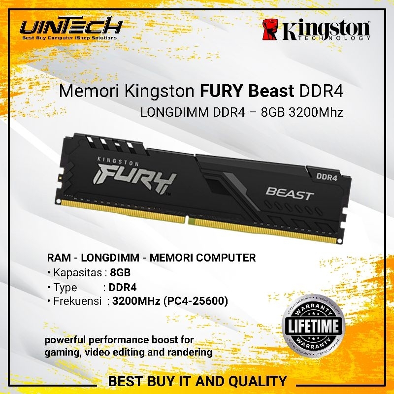 Kingston Fury BEAST DDR4 LONGDIMM 8GB - 3200MHz | Shopee Malaysia