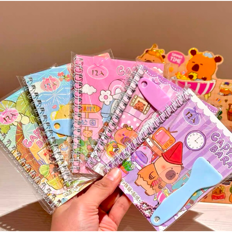2pcs CAPYBARA STICKER BOOK 6 SHEETS CAPYBARA STICKER LABEL BOOK ...