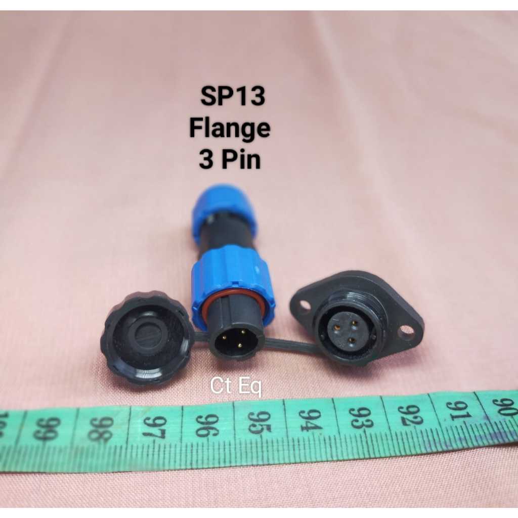 Sp13 Flange 3 Pin Plug n Socket IP68 Panel Mount Plug connector 3 Core ...