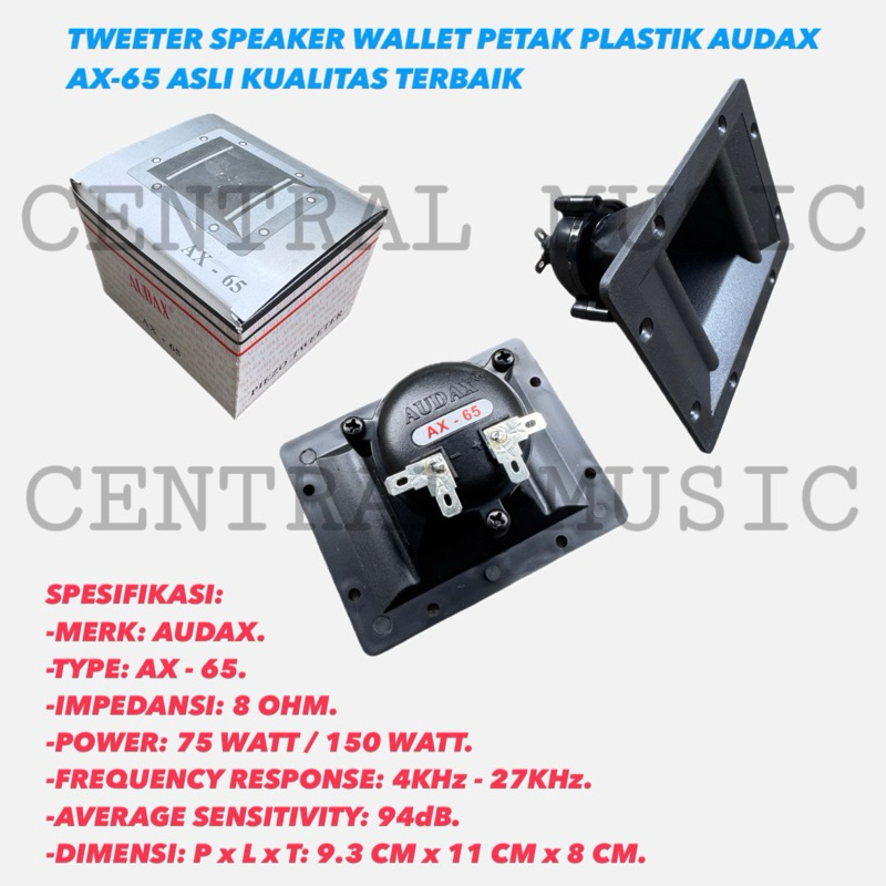 Best QUALITY ORIGINAL AUDAX AX-65 PLASTIC PLAT WALLET SPEAKER TWEETER ...