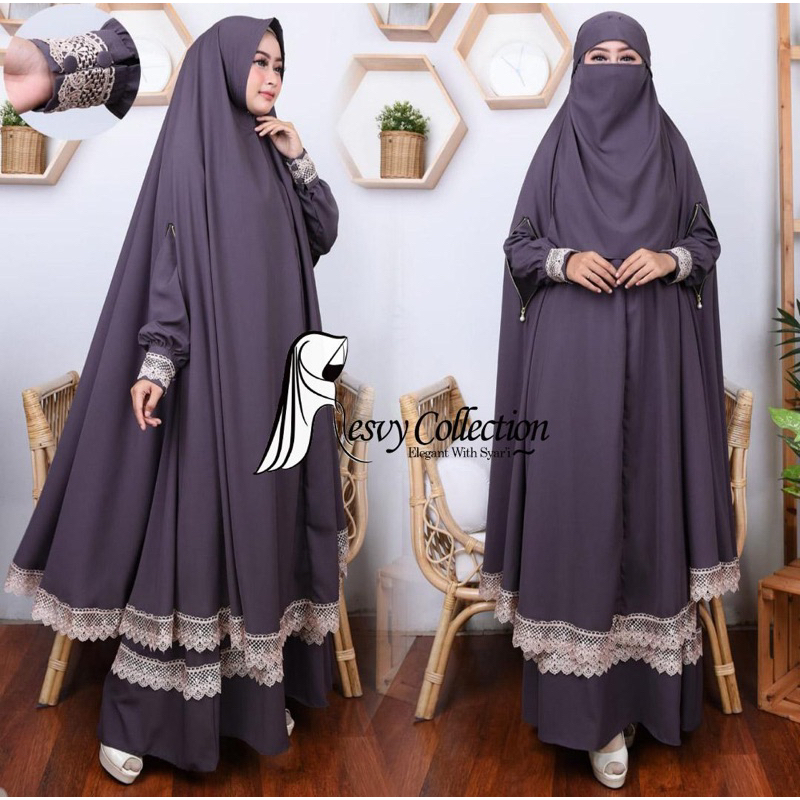 Alya's syari Gamis set by Resvy_collection | Shopee Malaysia