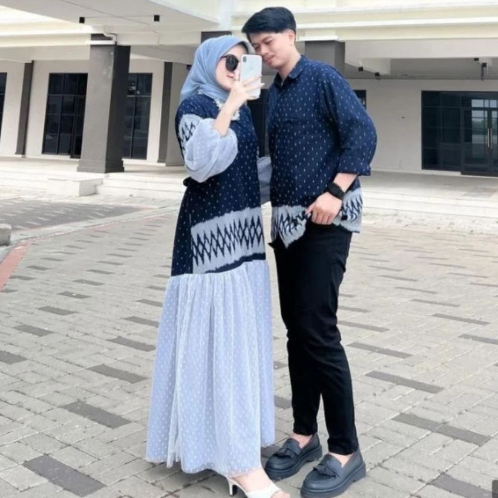 Blue Raya Midnight Couple Woven Gamis, Latest Model of Men's and Women ...