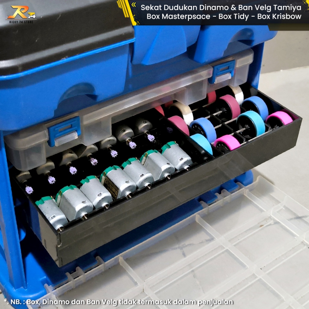 Tamiya Drawer Separator, Dynamo Mount and Tire Rims, Tamiya Box Krisbow ...