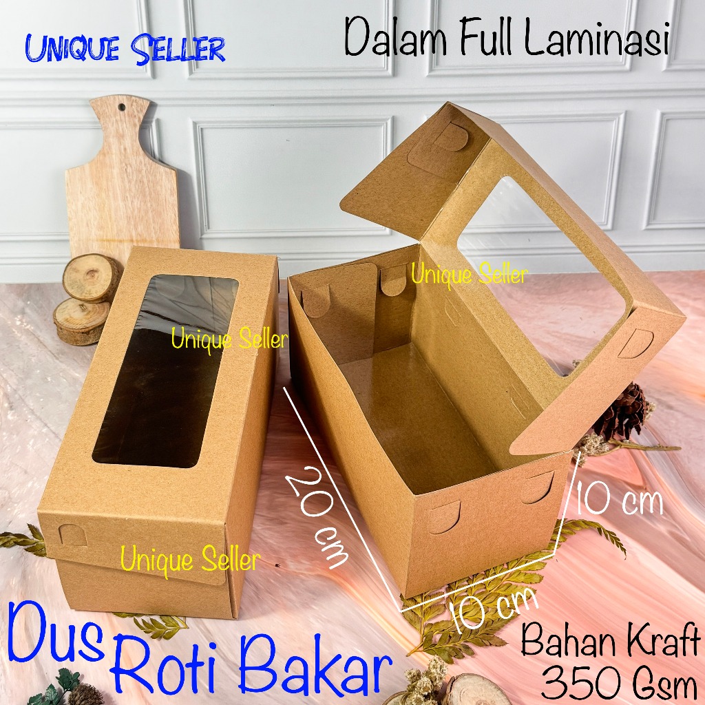 Toast Box 20x10x10 KRAFT WINDOW LAMINATION / Cake Box Banana Snacks ...