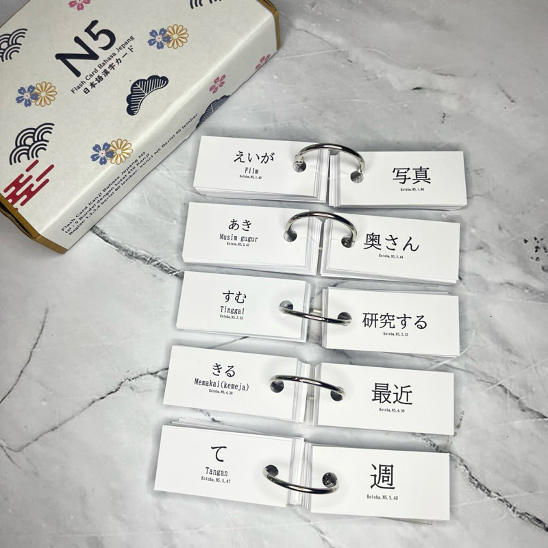 Japanese kanji flash cards level N5 total 410 kanji (5 rings) | Shopee ...