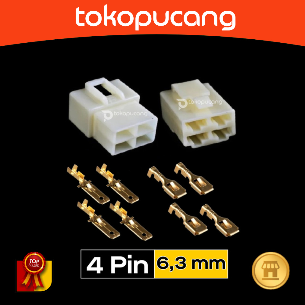 Socket 4P 6,3mm Skun 4 Pin Male + Female Socket Car Motor Jack 6.3mm ...