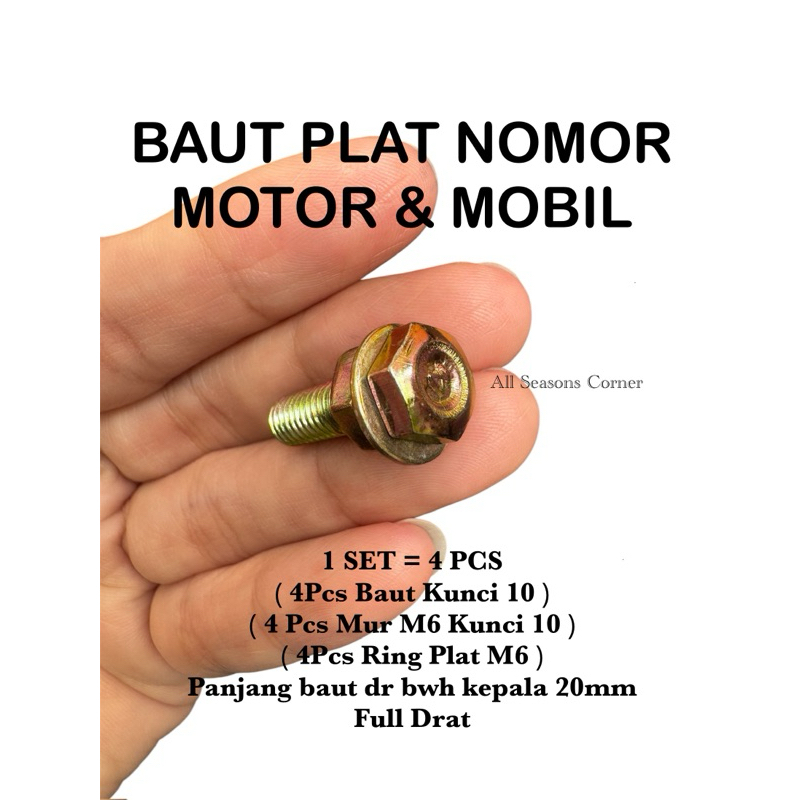 1 SET = 4 PCS MOTORCYCLE AND CAR NUMBER PLATE BOLTS (UNIVERSAL ...