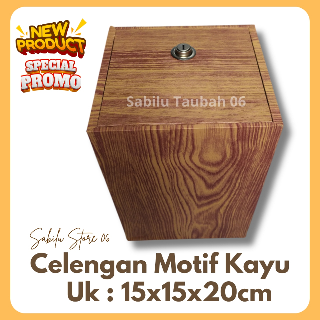 KAYU Unique Square Piggy Bank with MDF Teak Wood Motif, Size 15x15x20cm ...