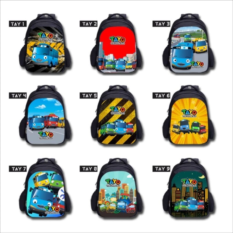 Tayo CHARACTER SCHOOL CHILDREN'S BACKPACK FREE NAME AND PHOTO PRINTING ...