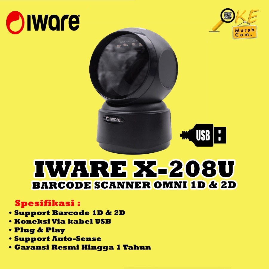 Barcode Scanner Omni Iware XSeries X208U / X 208U / X-208 USB Laser ...