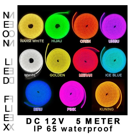 Led Neon FLEX Strip Light Flexible DC12V 5 Meters IP65 WATERPROOF ...