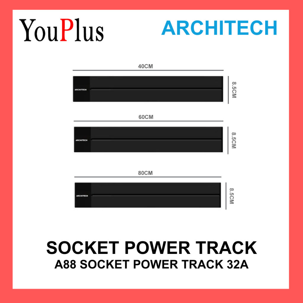 Youplus ARCHITECH Track Socket 40 60 AND 80cm Wall Mounted Socket ...