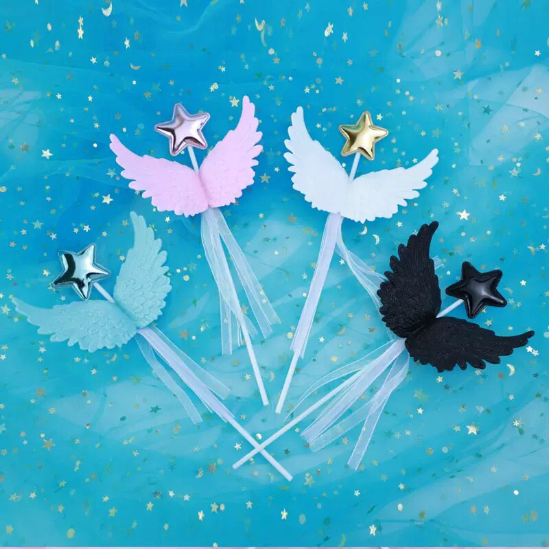 Aesthetic RIBBON WING CAKE TOPPER BIRTHDAY CAKE DECORATION | Shopee ...