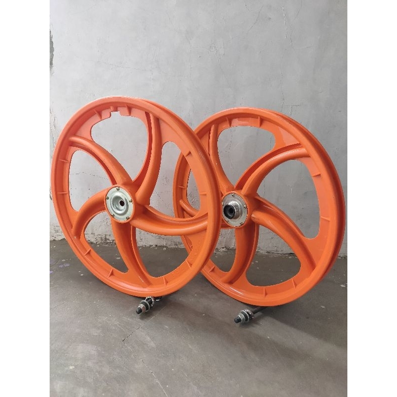 Star rims osbmx 20 wheelset oldschool bmx bicycle axle NOS orange ...