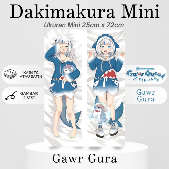 Dakimakura Mini Gawr Gura Hololive Anime Waifu Mini Gawr Gura Hololive ...