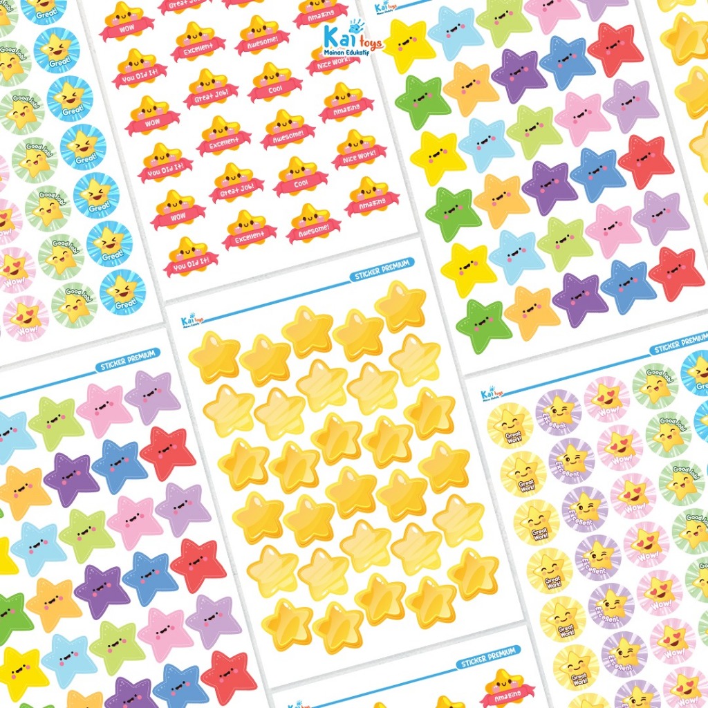 Waterproof Smile Star Stickers / Premium Smiley Star Stickers / Smile ...