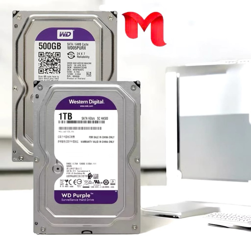 Cctv Hard Disk 1TB/500GB WD Purple Surveillance Sata 3.5 HDD For CCTV ...