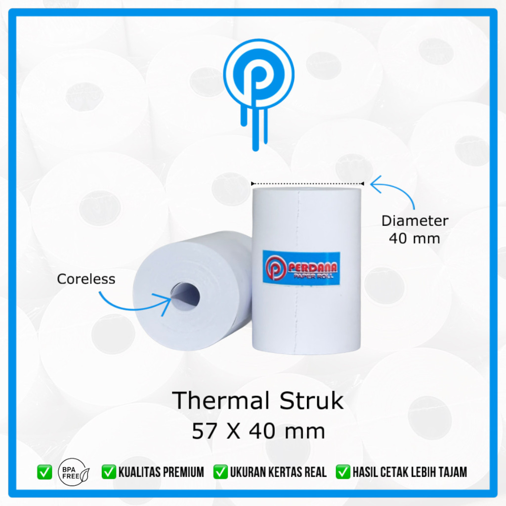 Thermal PAPER 57X40MM / TELLSTRUK 57X40 / THERMAL PAPER ROLL 57X40 ...