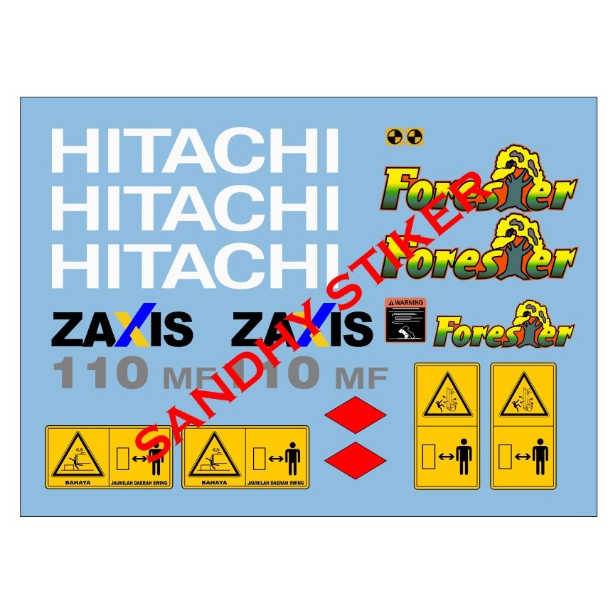 Hitachi Zx 110 MF Excavator Cutting Sticker Hitachi Zaxis 110 MF Heavy ...
