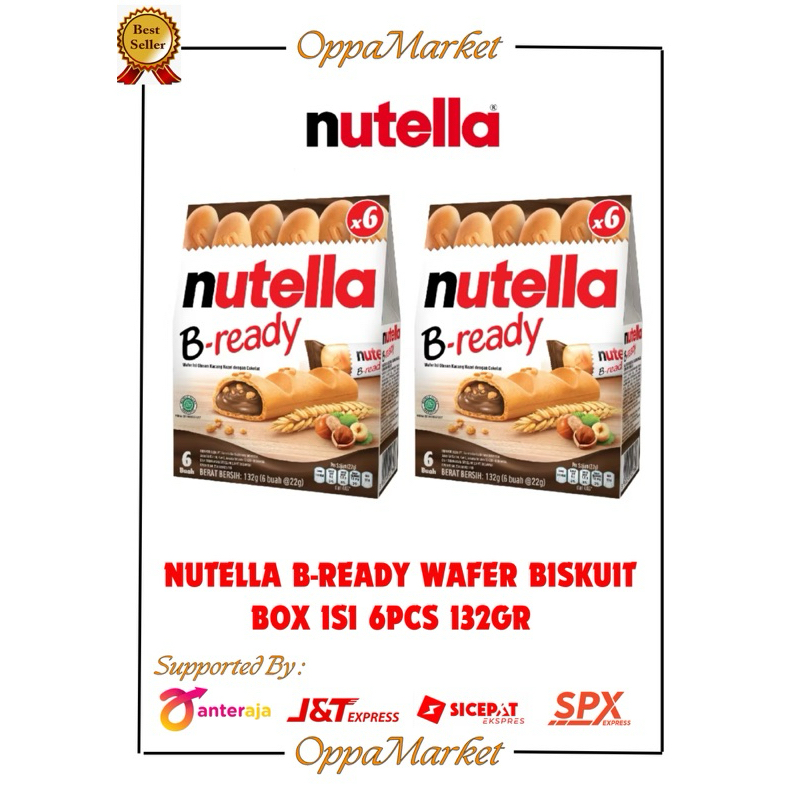 NUTELLA FERRERO B-READY CHOCOLATE WAFER BOX CONTENTS 6PCS 132GR ...