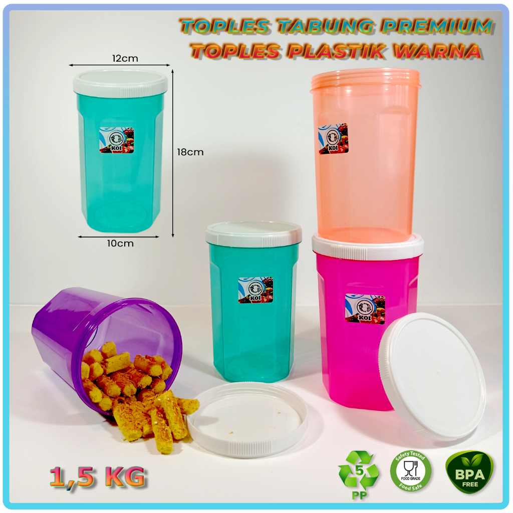 Premium Plastic Jar Screw Lid 1.5kg/Round Plastic Jar 1kg/Airtight ...