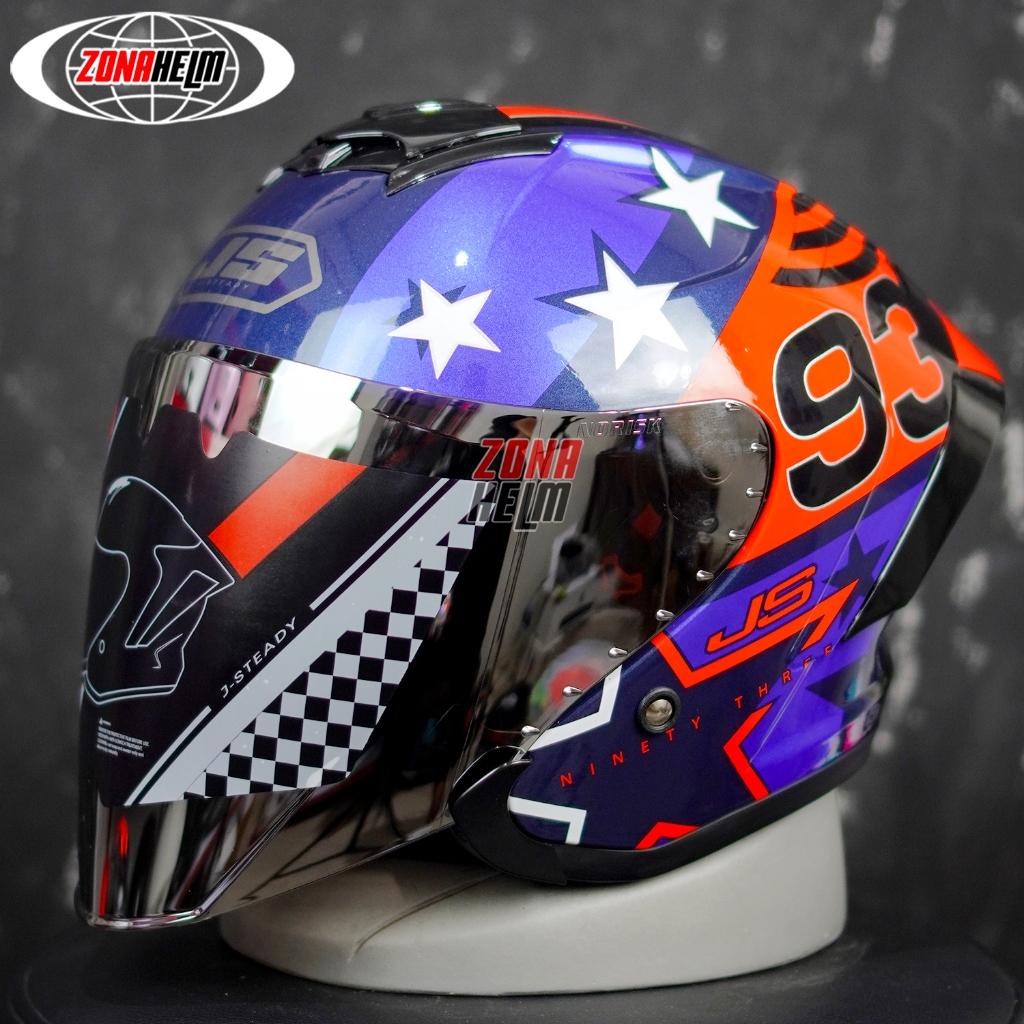 Original JS ARMOR Motif Mark 93 Black Glossy Half Face Helmet | Shopee ...