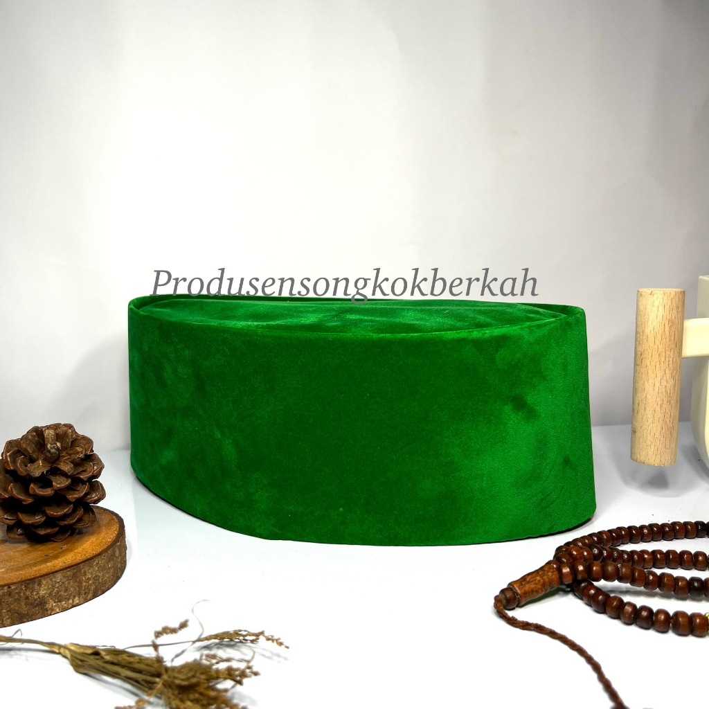 Again SONGKOK Peci BLUSH PLAIN GREEN Normal Height (9 cm) + There is a ...